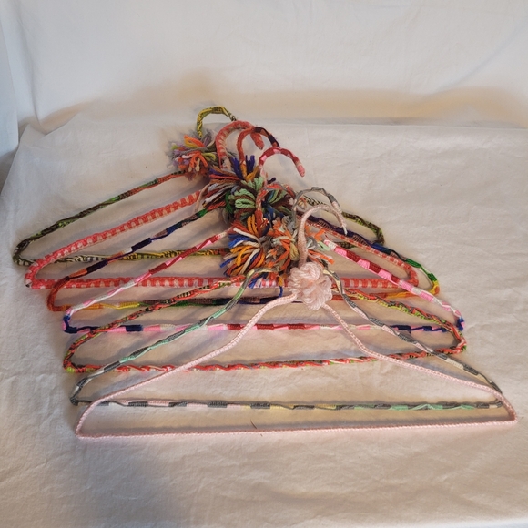 Vintage | Other | Vintage Yarn Covered Wrapped Hangers Colorful Boho ...